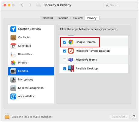 How to enable Camera access